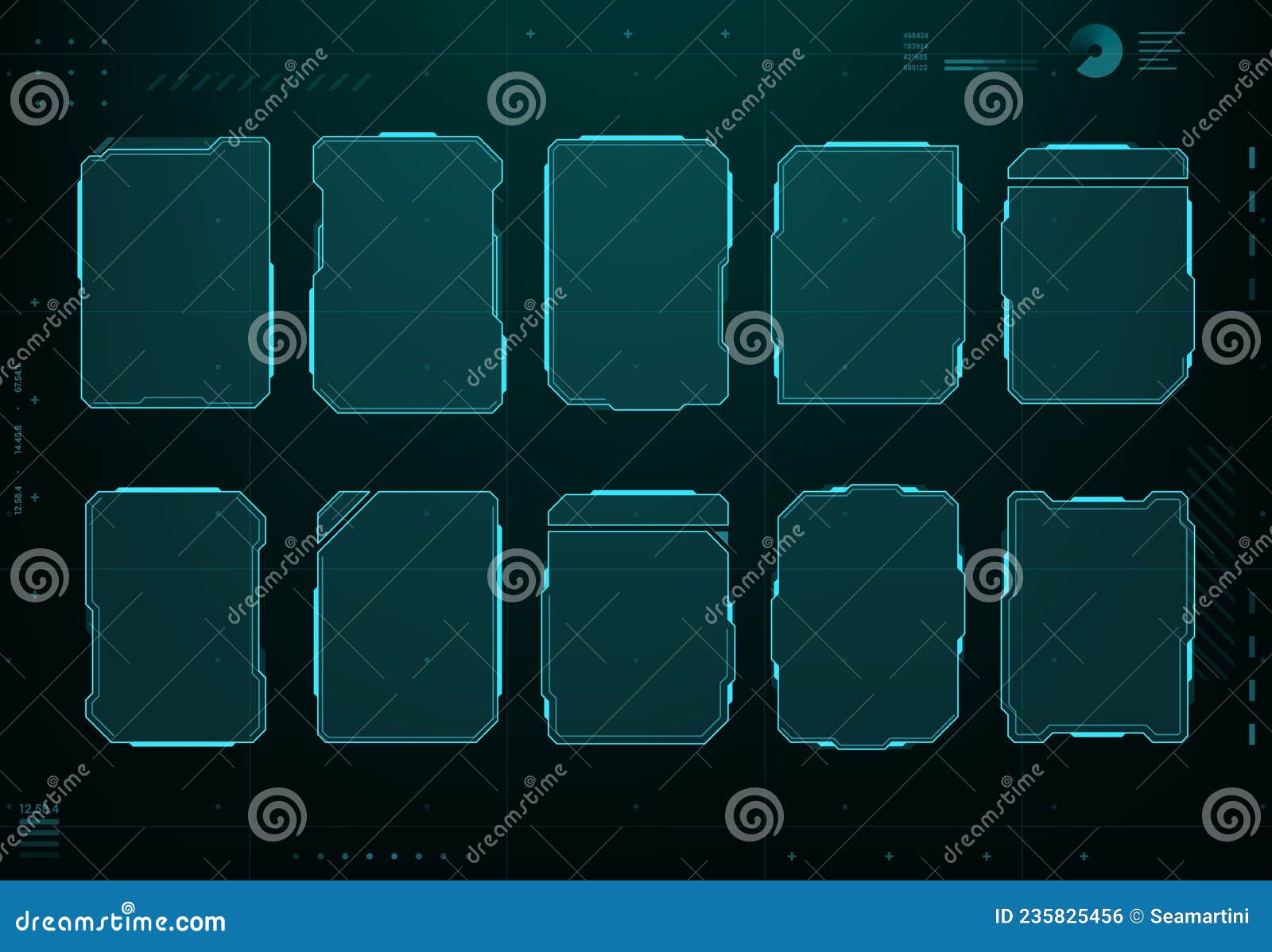 HUD Futuristic Display Screen Frames, Info Boxes Stock Illustration ...