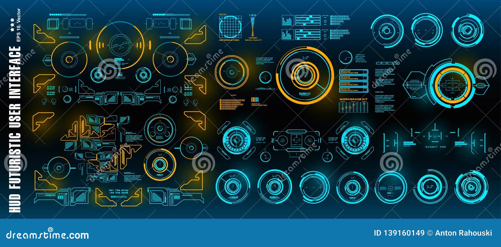 HUD Futuristic Green User Interface, Target. Dashboard Display Virtual Reality Technology Screen ...