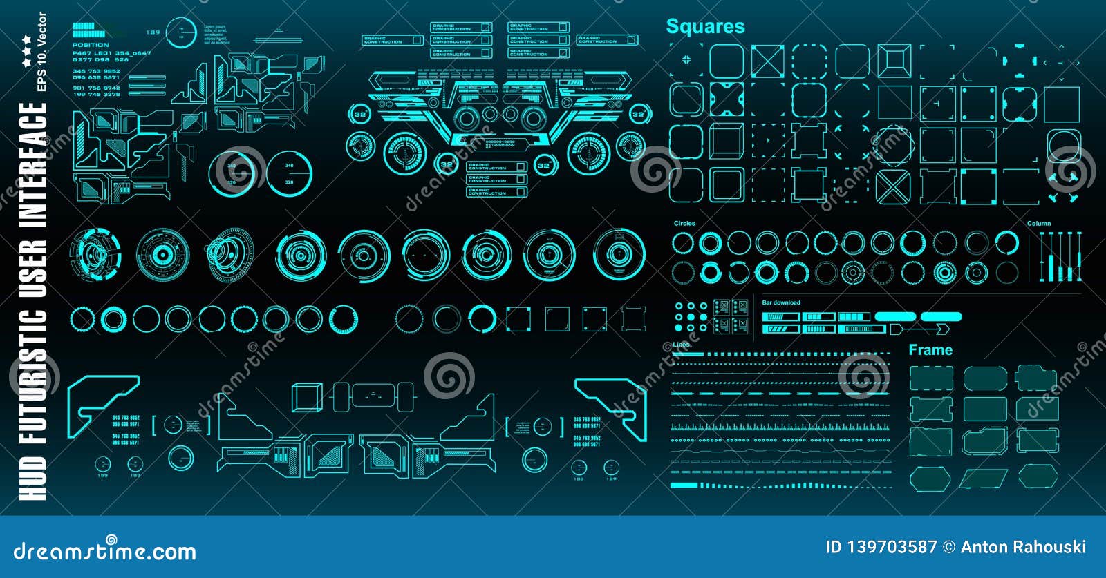 HUD Futuristic Green User Interface, Target. Dashboard Display Virtual ...