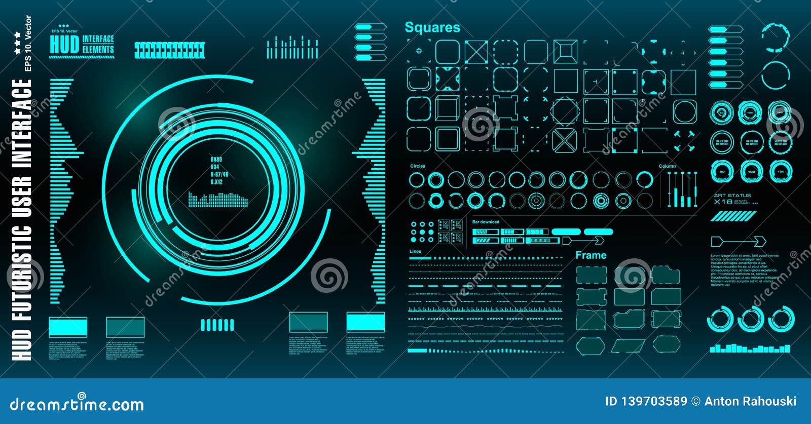 HUD Futuristic Green User Interface, Target. Dashboard Display Virtual Reality Technology Screen ...