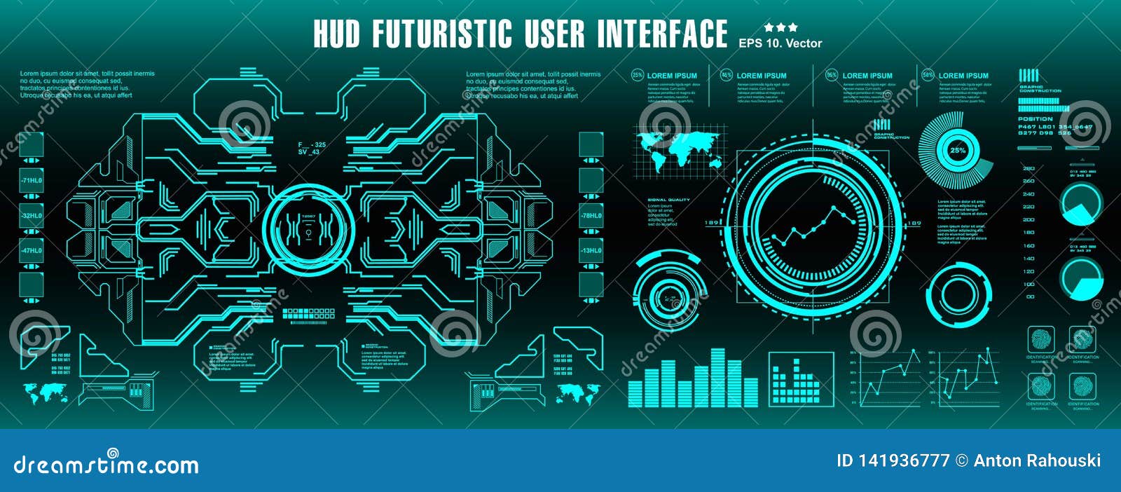 HUD Futuristic Green User Interface, Target. Dashboard Display Virtual ...