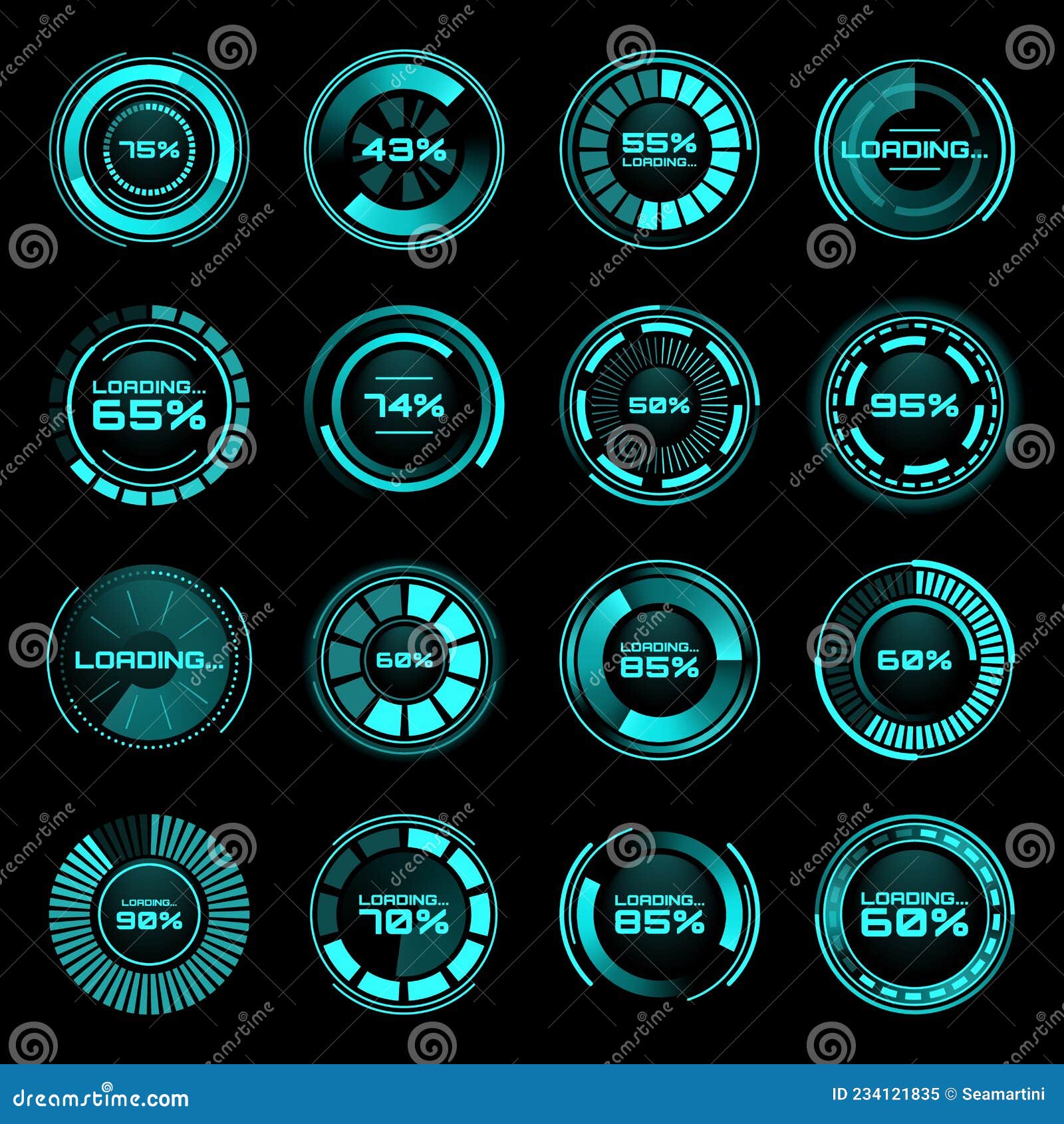 HUD Futuristic Loading Progress Bars, Sci Fi Stock Vector ...