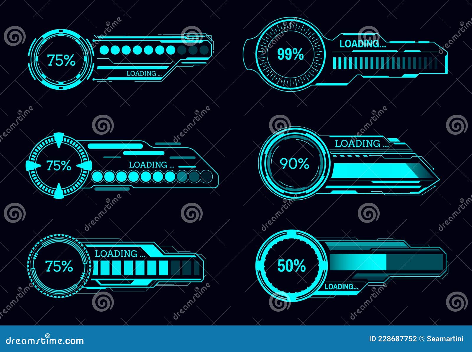 HUD Futuristic Progress Bars, Sci Fi Interface Stock Vector ...