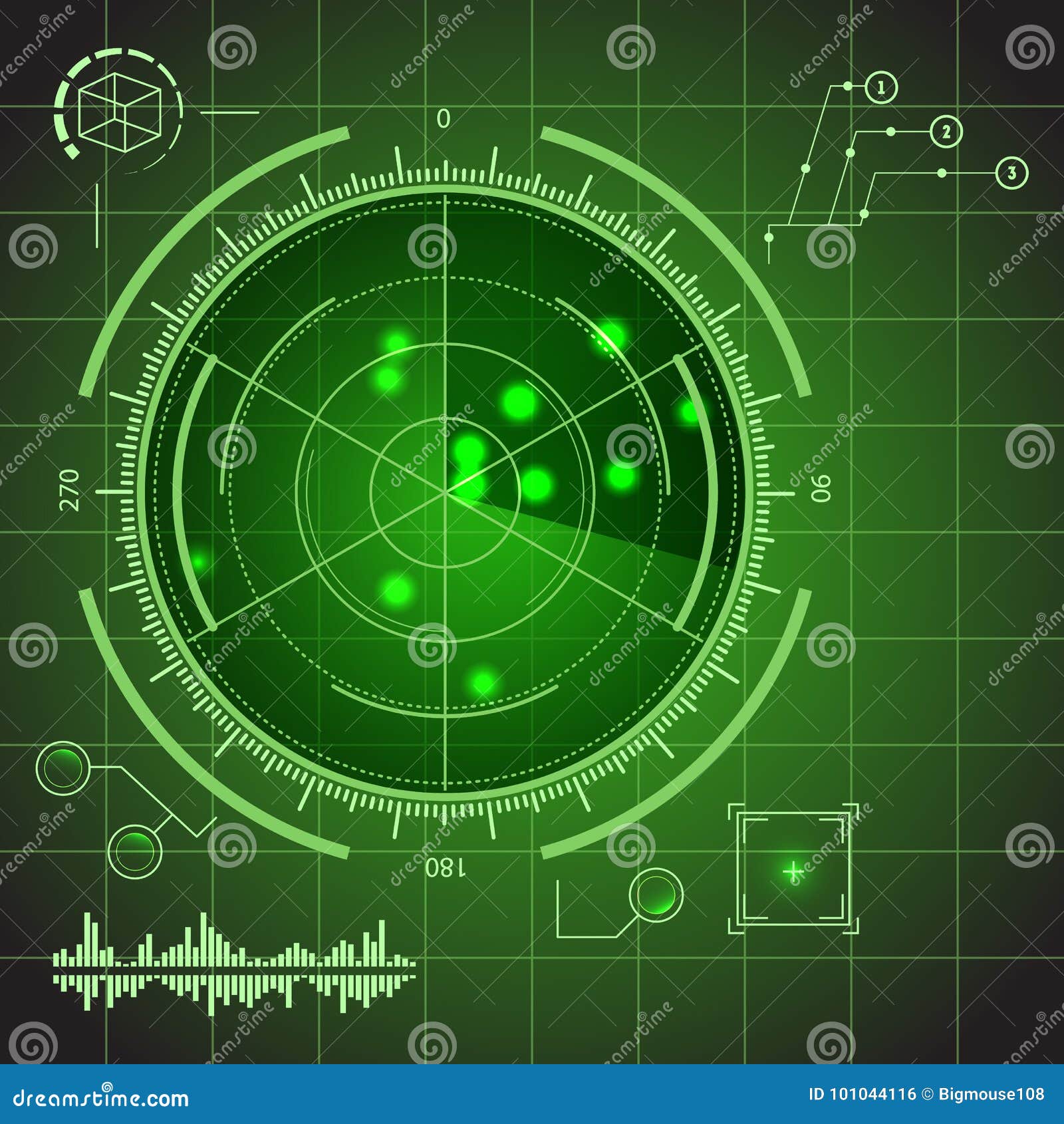 HUD Futuristic Technology Green Display Element Set. Vector Stock ...