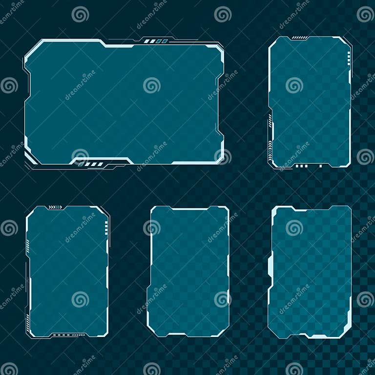 HUD Futuristic User Interface Screen Elements Set. Abstract Control Panel Layout Design. Sci Fi ...