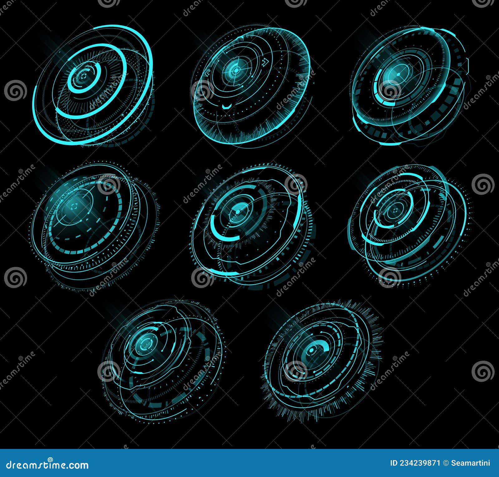 HUD Futuristic Web Interface Circular Panels Stock Vector ...