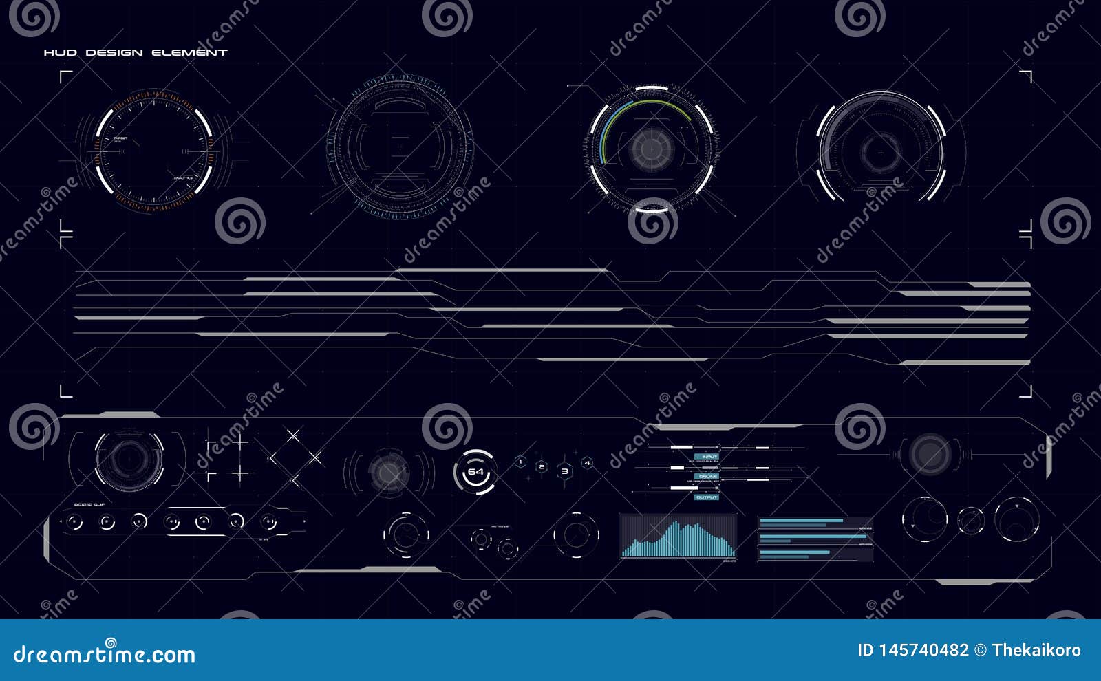 HUD GUI Collection element stock vector. Illustration of vector - 145740482