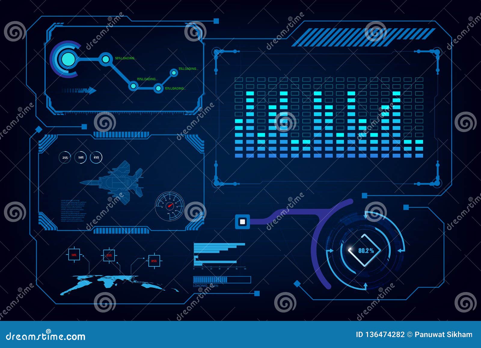 Hud Gui Interface Virtual Artificial Intelligence Template Stock Vector ... Hud Gui Interface Virtual Artificial Intelligence Template Stock Vector ...