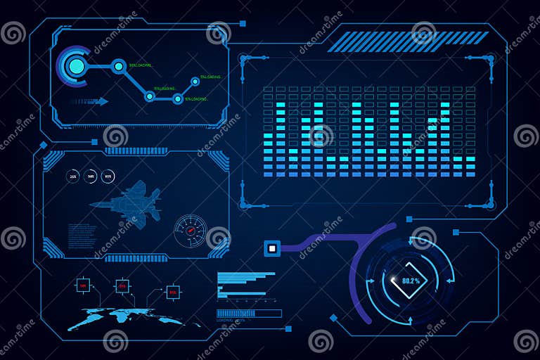 Hud Gui Interface Virtual Artificial Intelligence Template Stock Vector ...
