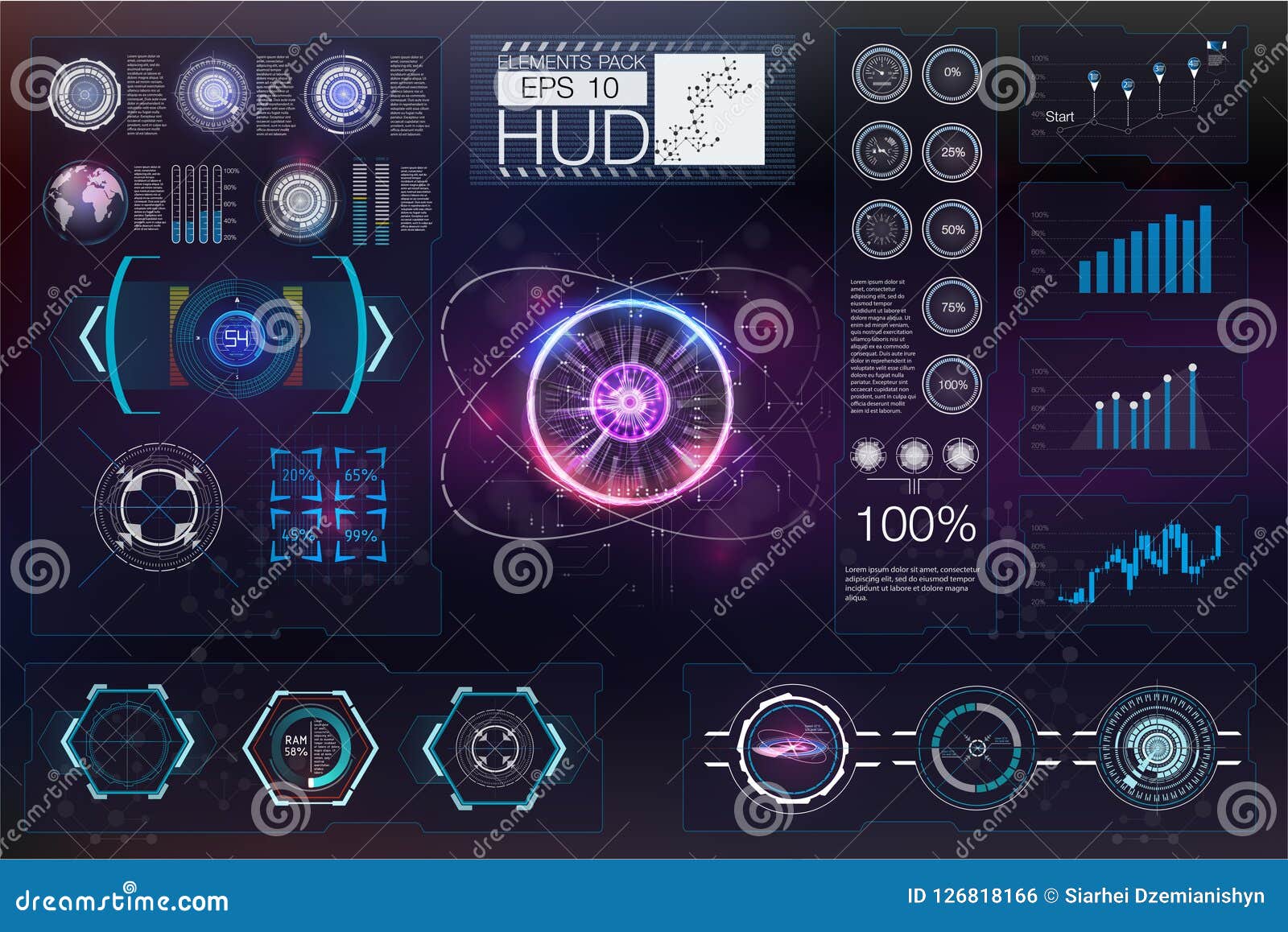 Hud Head-up Display. Confrontation of the State on the Map Stock Vector ...
