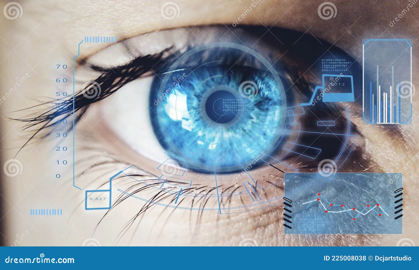 Hud on Human Eye Artificial Intelligence Stock Photo - Image of ...