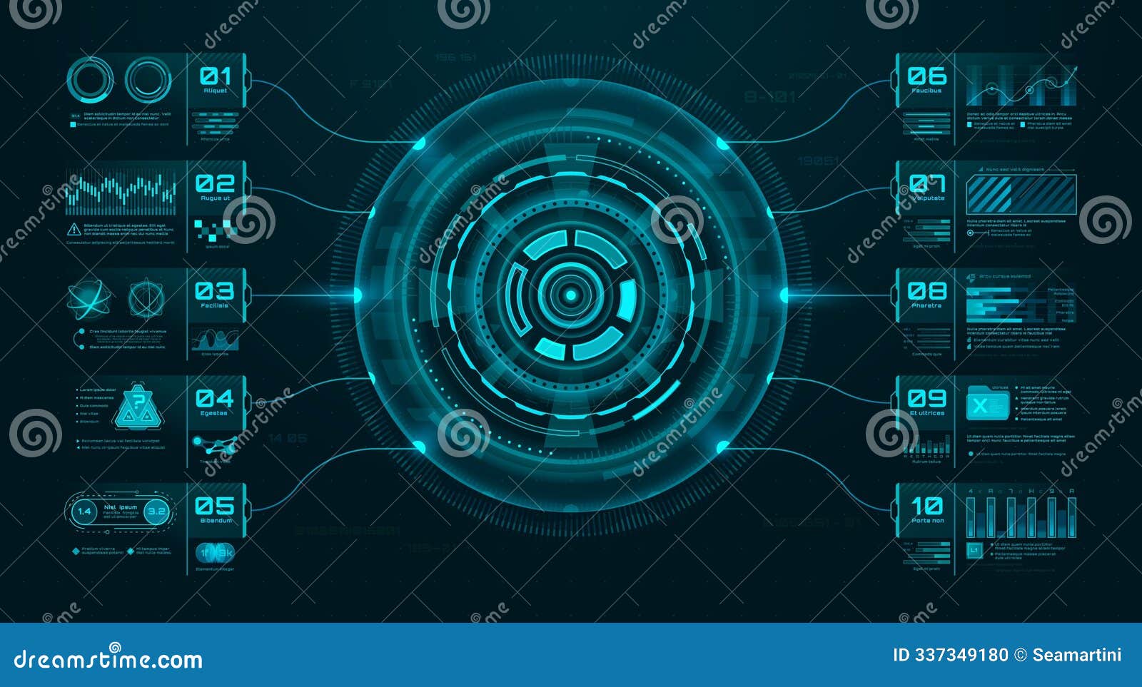 HUD Infographics, UI Interface Screen Charts Stock Illustration ...