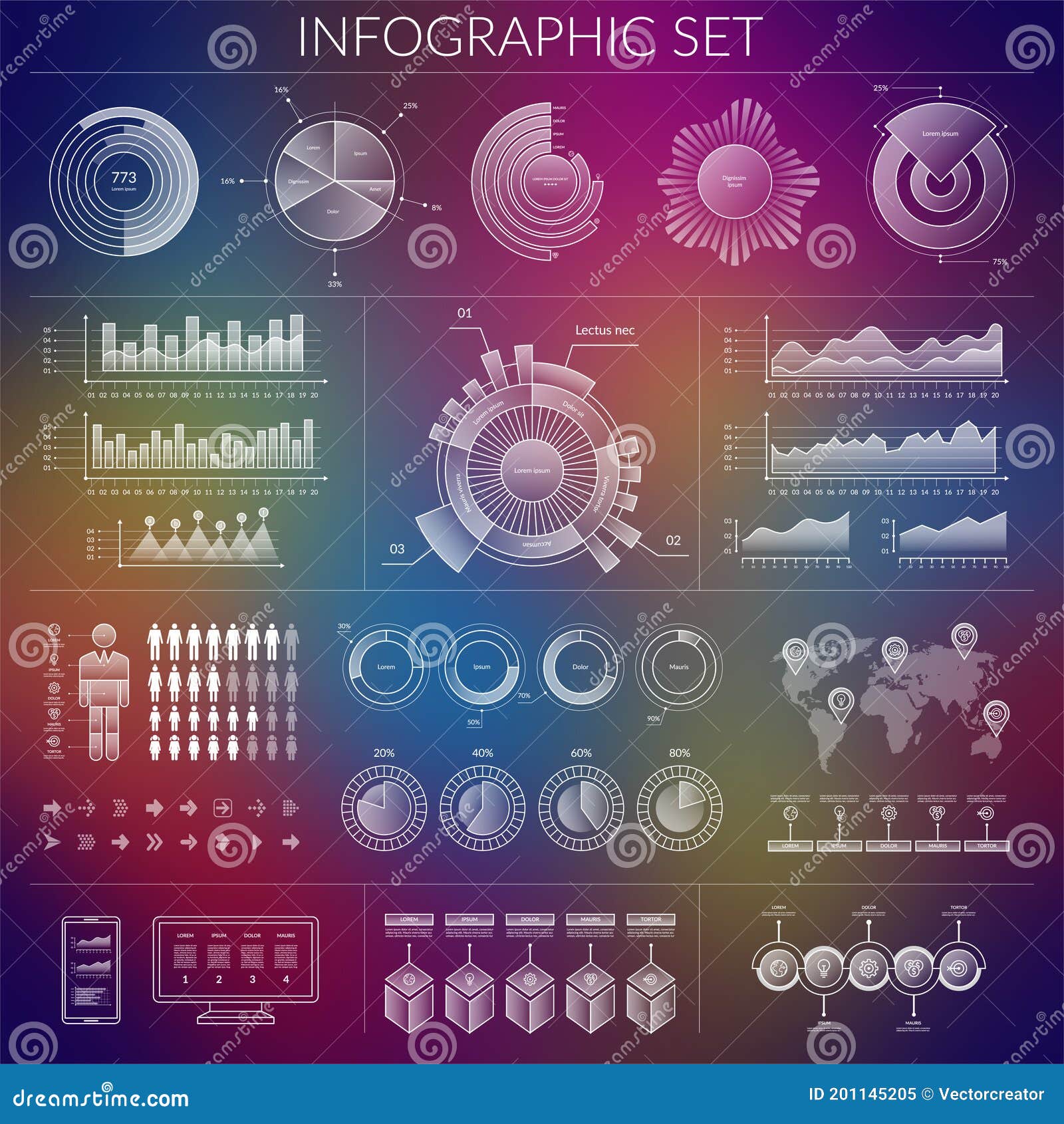 HUD Infographics User Interface Set. UI Vector Design Elements - Charts ...