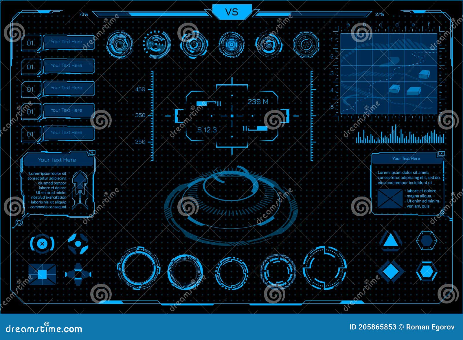 HUD Interface. Cyberpunk Virtual Car and VR Game Interface with ...