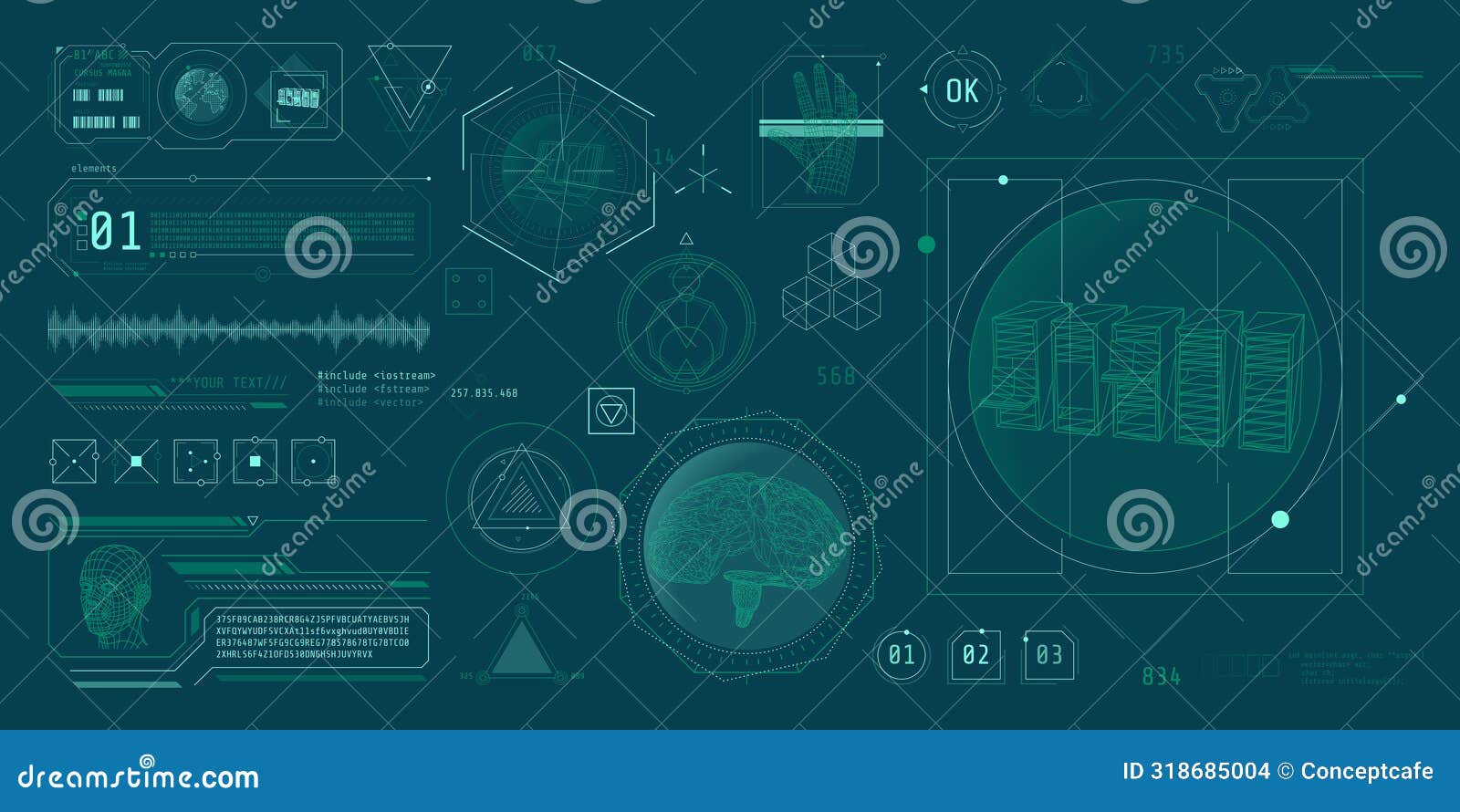 HUD Interface Design for Decoding Big Data. Stock Vector - Illustration ...