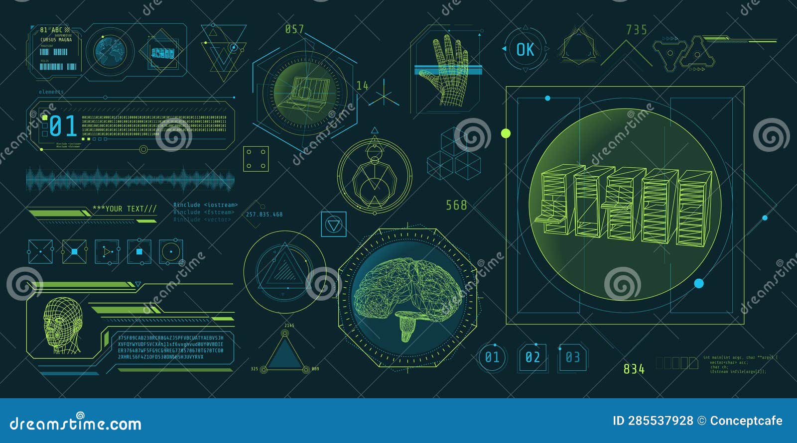 HUD Interface Design for Decoding Big Data. Stock Vector - Illustration ...