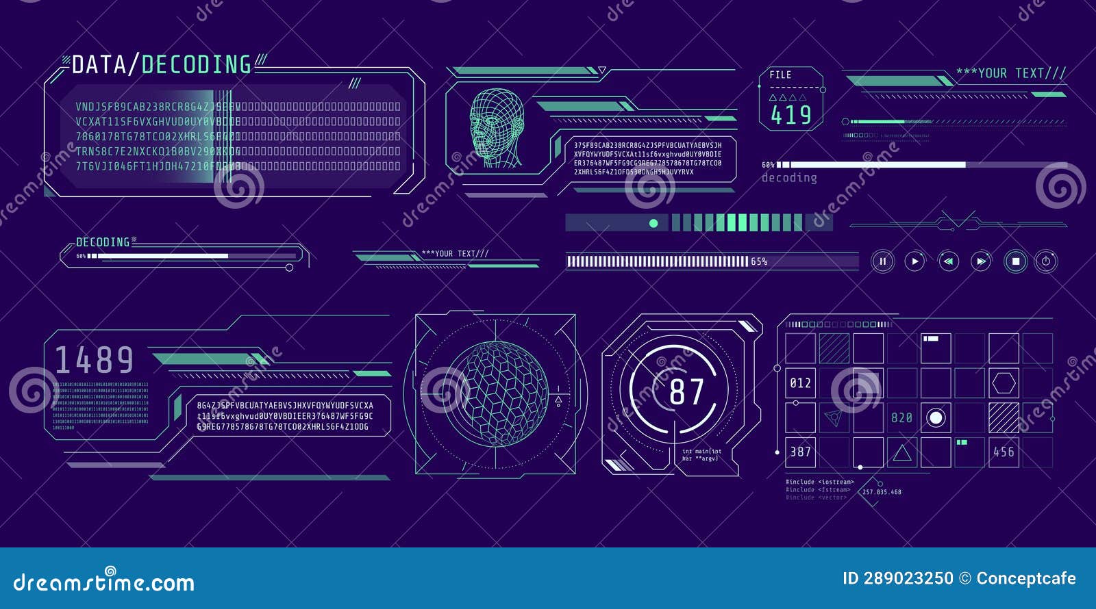 HUD Interface Design for Decoding Big Data. Stock Illustration ...