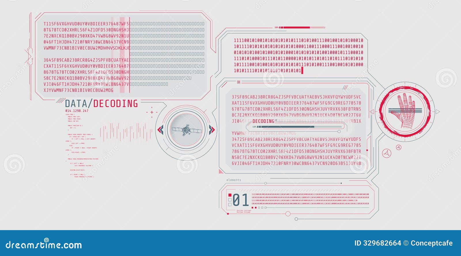 HUD Interface Design for Decoding Satellite Signals. Stock Illustration ...