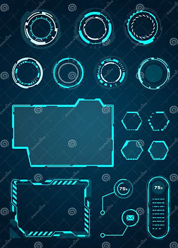 HUD Interface Elements Set, Circles, Loading, Frames for Web ...
