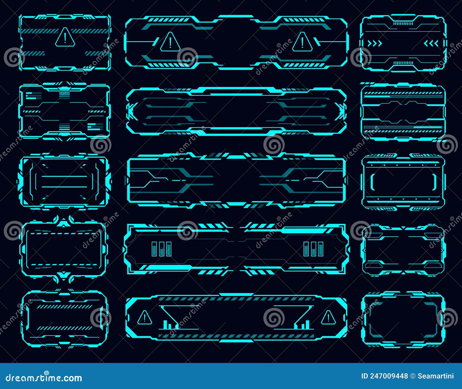 HUD Interface Frames, Borders, Signs, Info Boxes Stock Vector ...