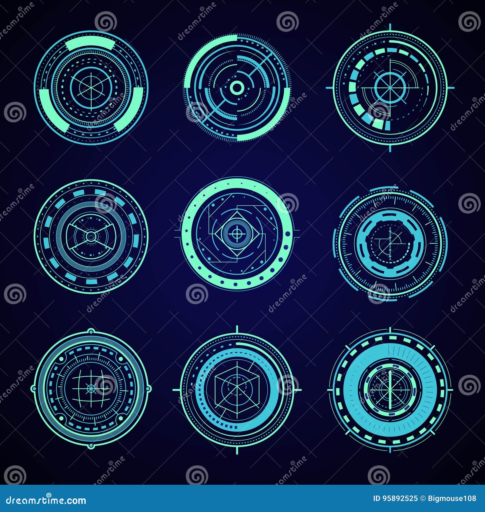 HUD Interface Futuristic Graphic Elements Set. Vector Stock Vector ...