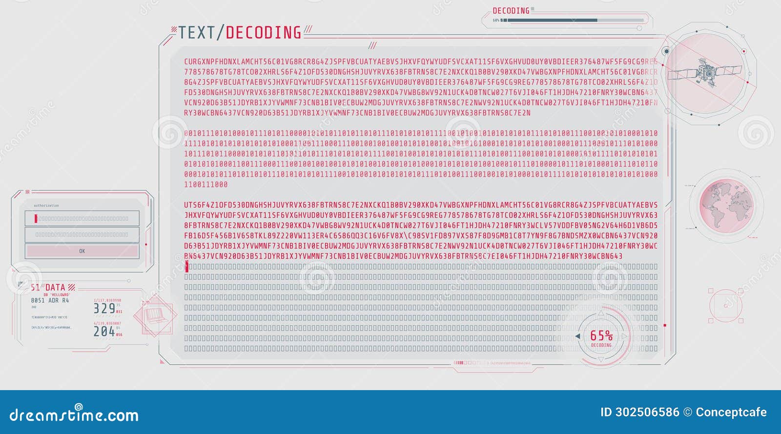 Design of a Software Interface for Text Decoding. Stock Vector ...