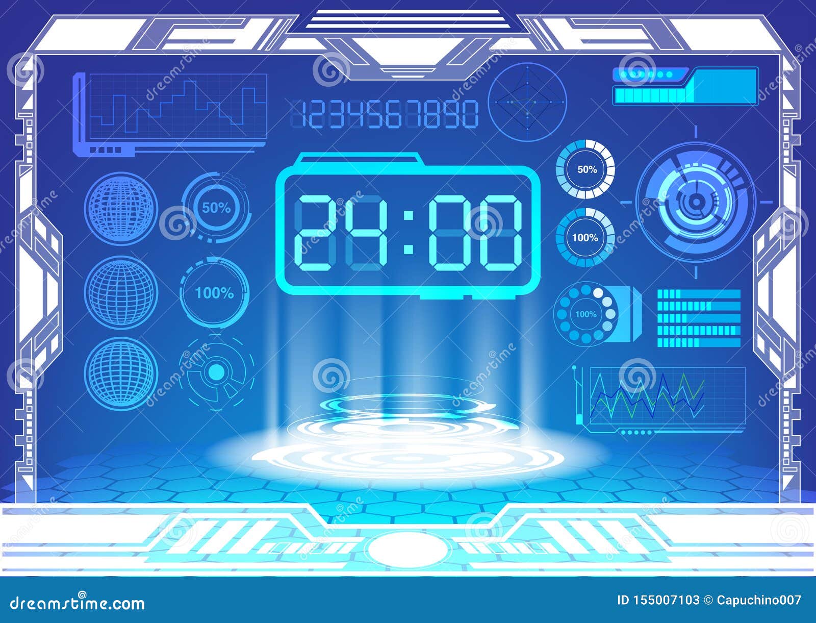 HUD interface vector stock vector. Illustration of clock - 155007103