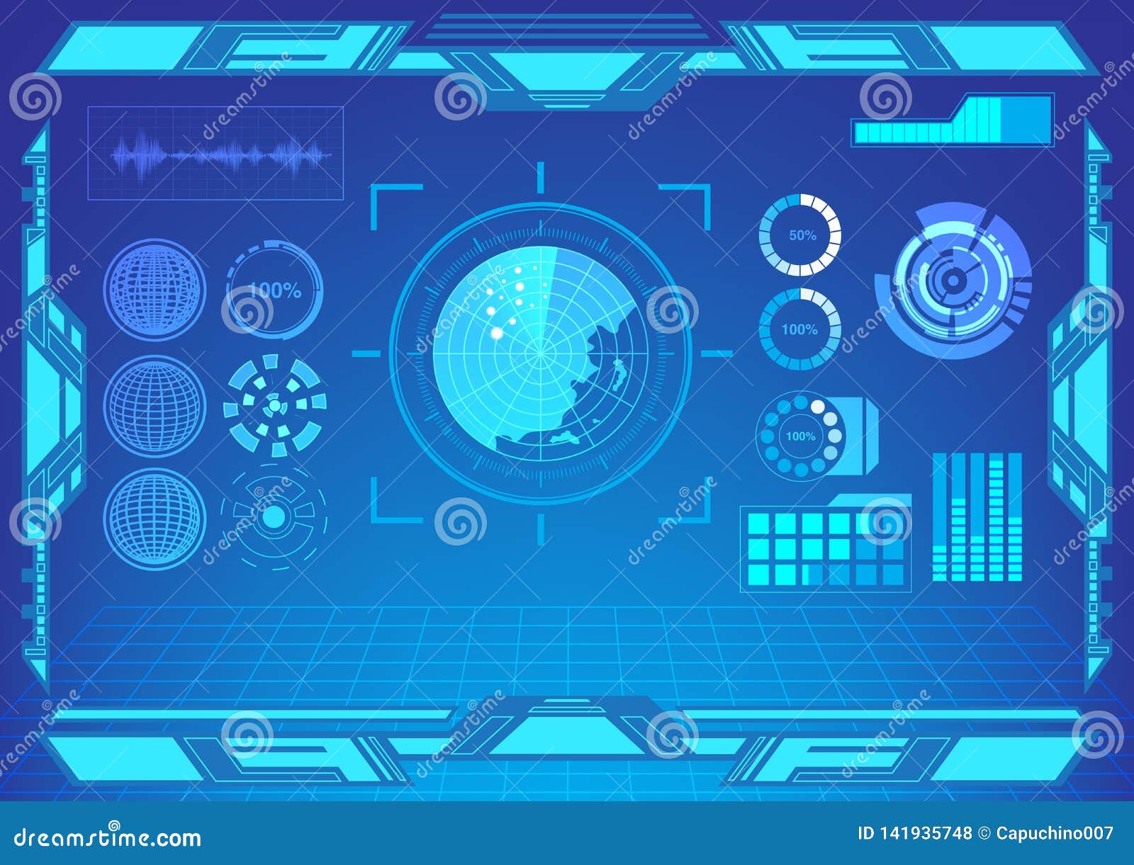Hud Interface Display Screen Radar Target Vector Stock Vector ...