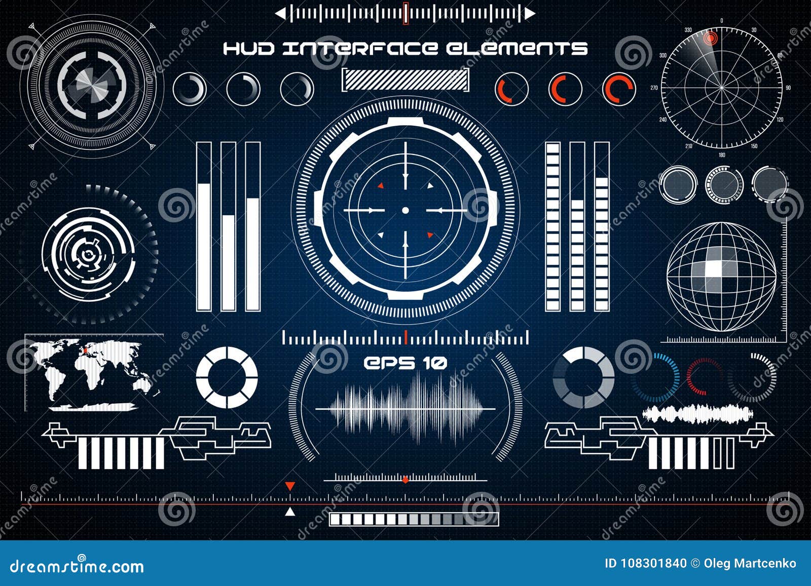 Hud Interface Vector Set EPS Stock Illustration - Illustration of ...