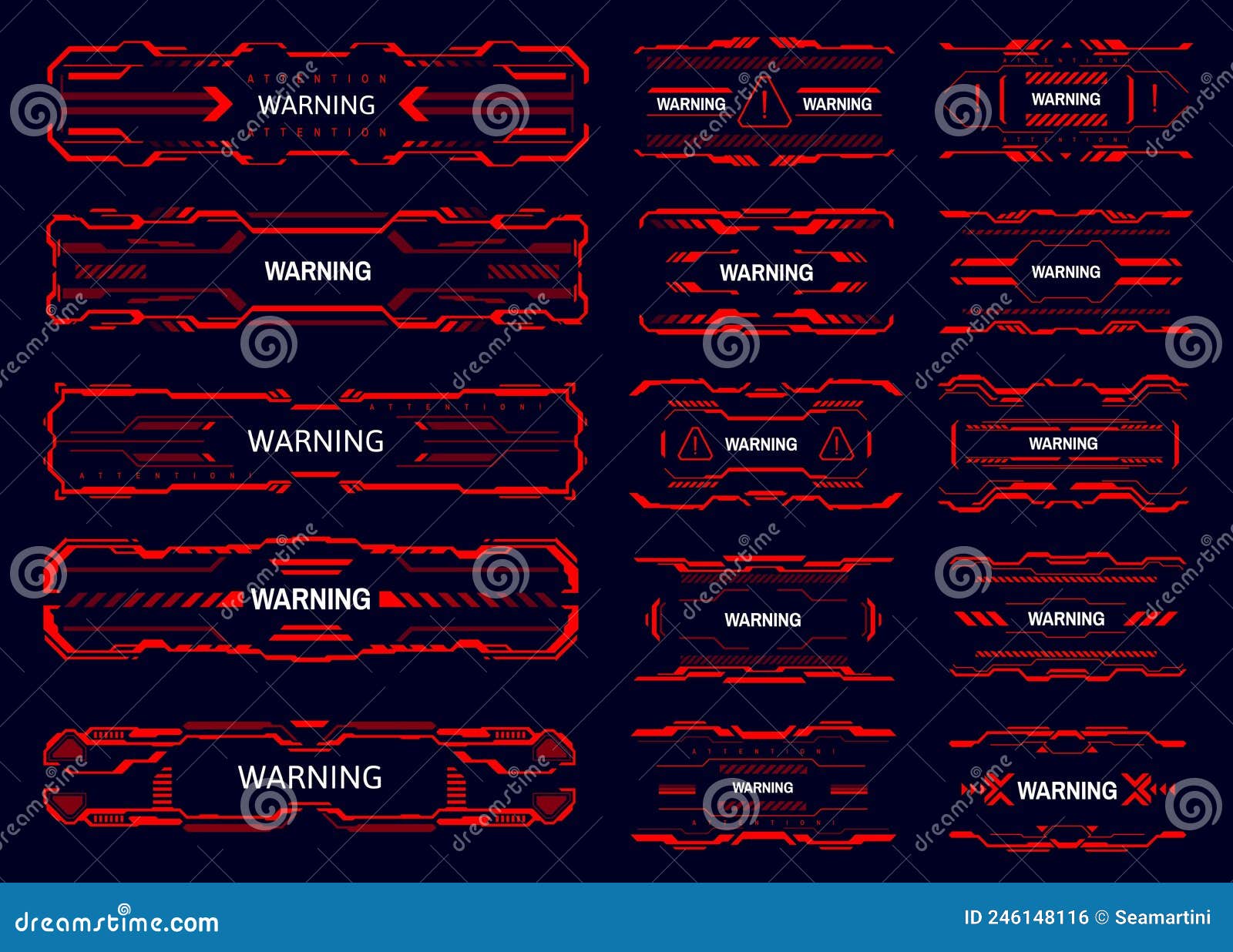HUD Interface Warning and Caution, Attention Alert Stock Illustration ...