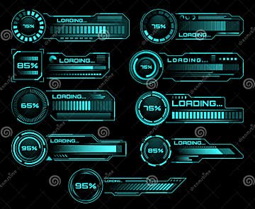 HUD Loading Progress Bars, Sci Fi Vector Interface Stock Vector ...