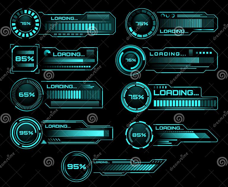 HUD Loading Progress Bars, Sci Fi Vector Interface Stock Vector ...