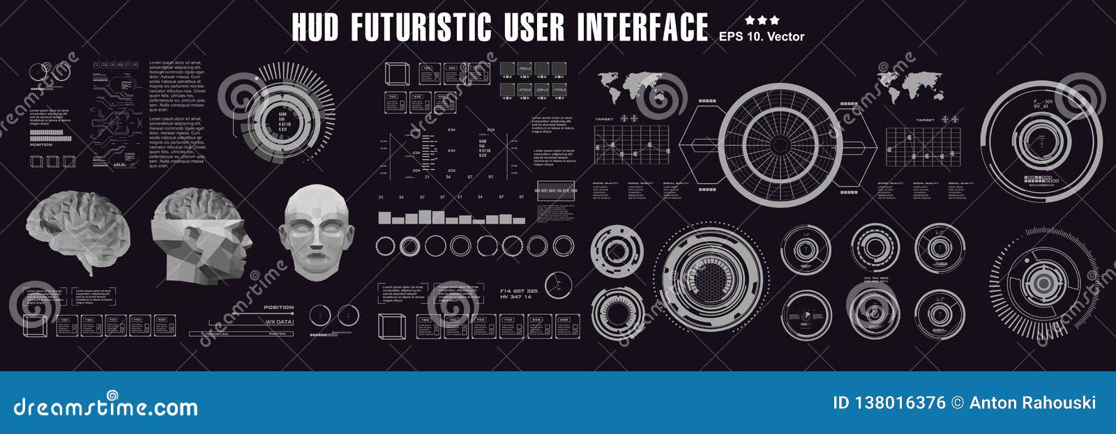 HUD Medical Virtual Graphic Touch User Interface. Brain Scanning ...
