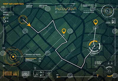 HUD Navigation City Map Screen Interface Compass Stock Illustration ...