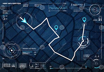 HUD Navigation City Map Screen Interface, Compass Stock Vector ...