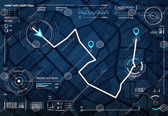 HUD Navigation City Map Screen Interface, Compass Stock Vector ...