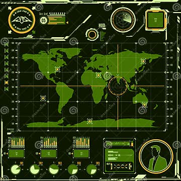 HUD Navigation Map Screen Elements. Stock Vector - Illustration of ...