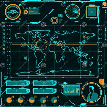 HUD Navigation Map Screen Elements. Stock Vector - Illustration of ...