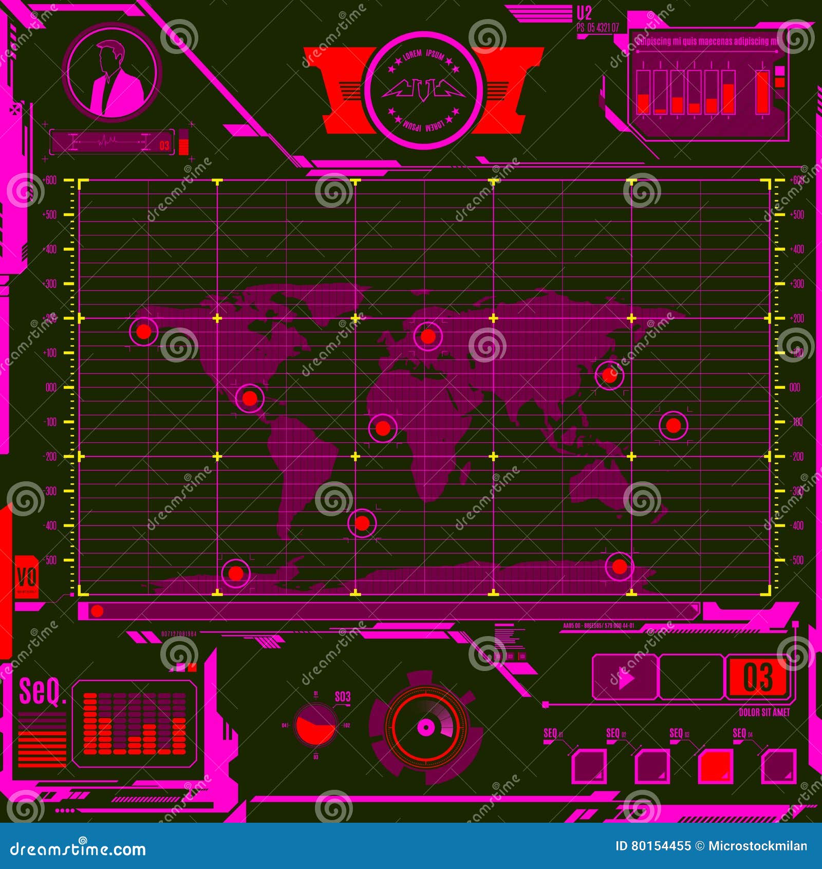 HUD Navigation Map Screen Elements. Stock Vector - Illustration of ...