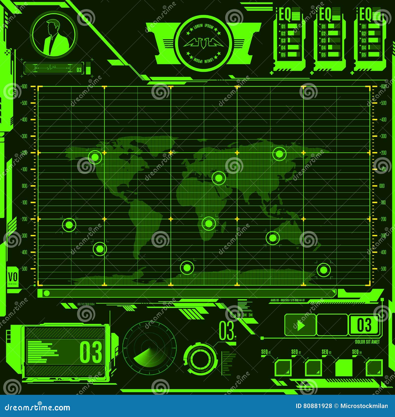 HUD Navigation Map Screen Elements. Stock Vector - Illustration of ...