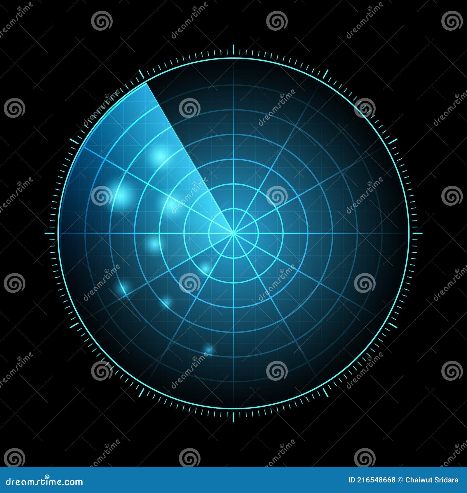 HUD Radar with Targets in Action. Military Search System, Vector Stock ...