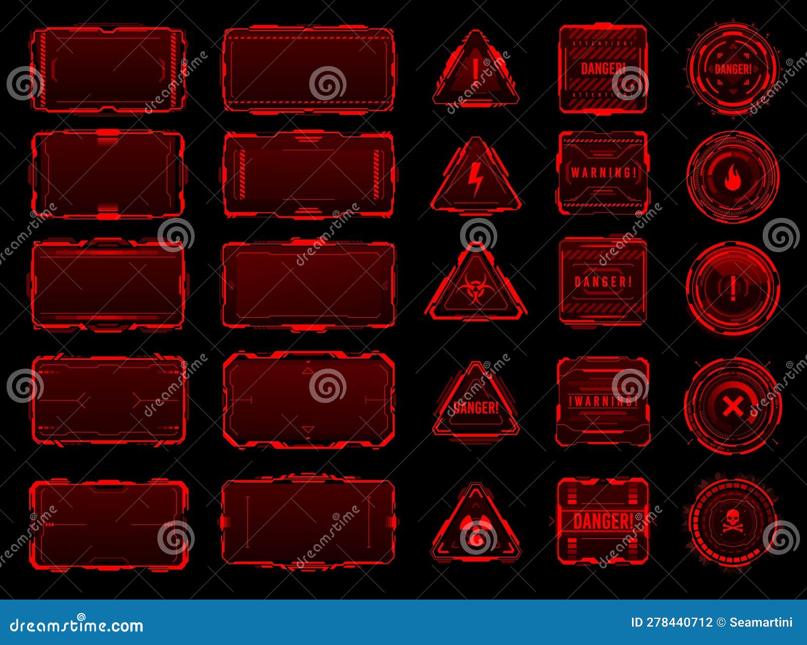 Hud Red Danger and Warning Interface Frames Stock Vector - Illustration ... Hud Red Danger and Warning Interface Frames Stock Vector - Illustration ...