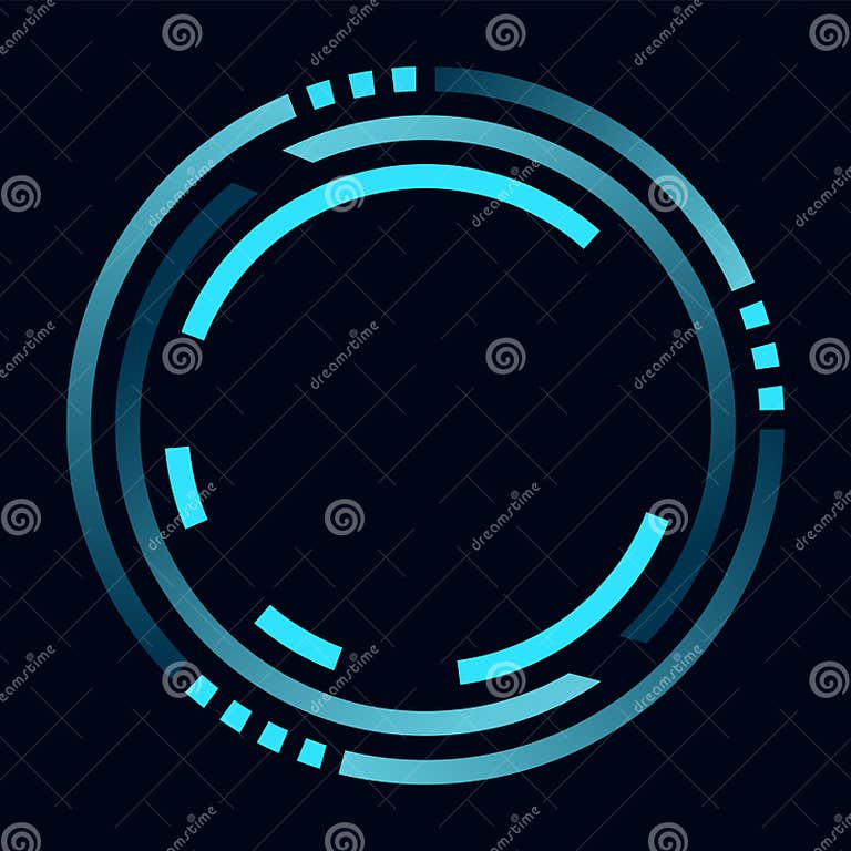 Hud Round Frame or Border, Sci Fi Circular Neon Element for Digital Ui ...