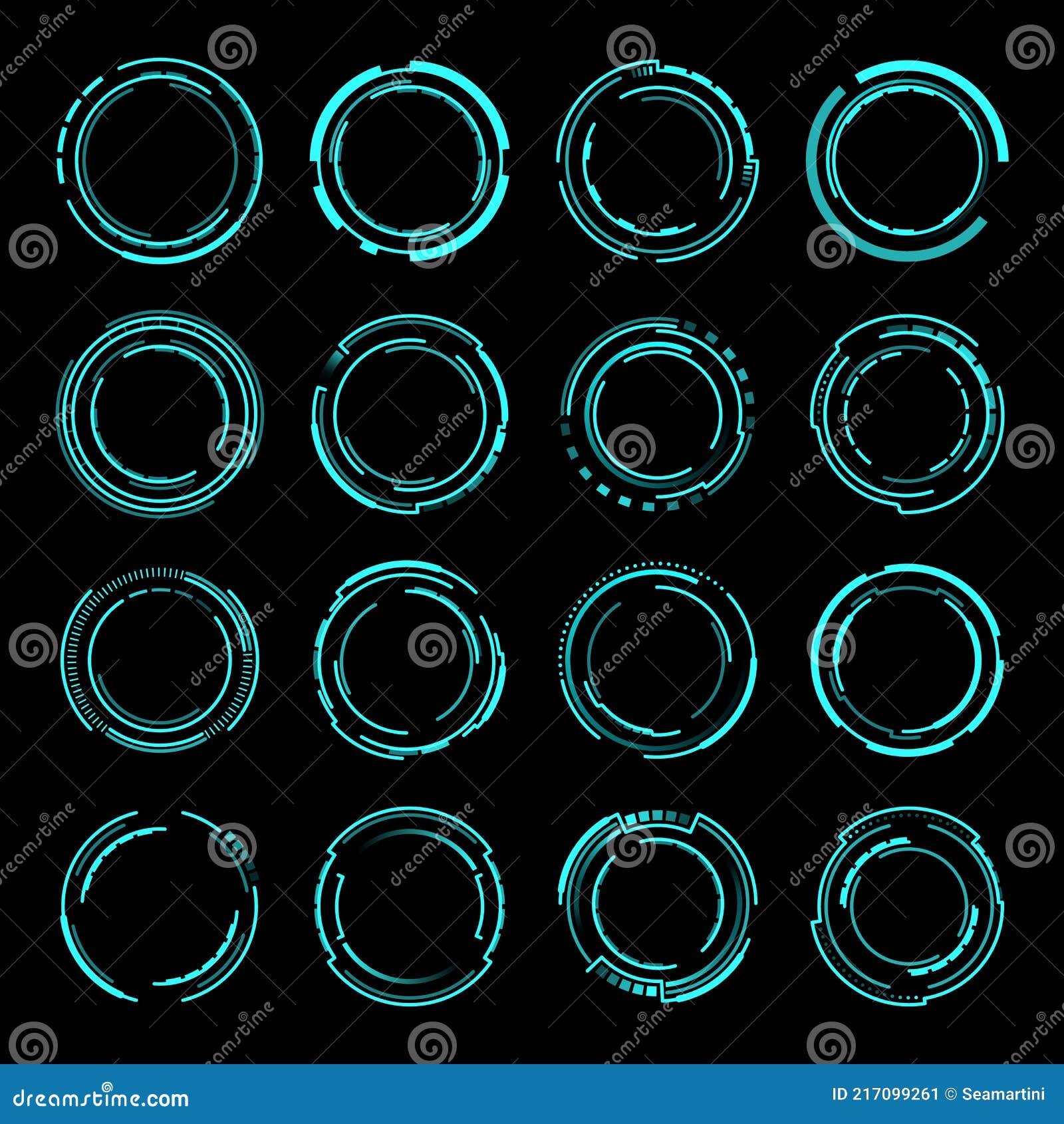 HUD Round Frames or Borders Vector Sci Fi Elements Stock Vector - Illustration of frame, circle ...