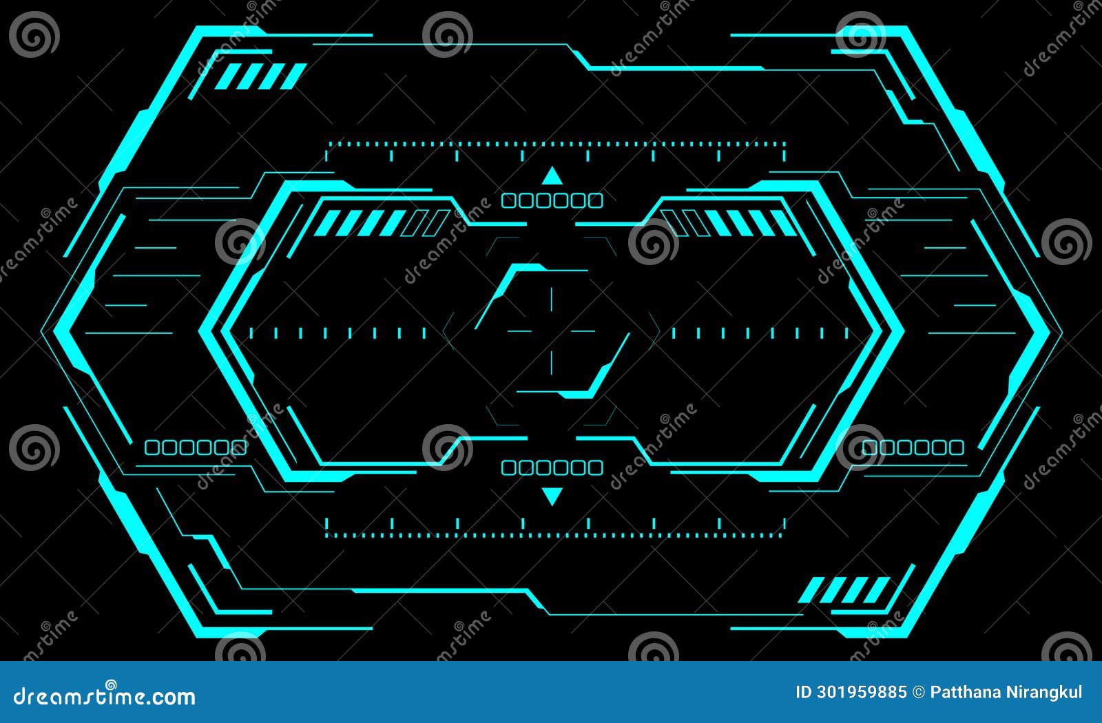 HUD Sci-fi Hexagon Interface Screen View Blue Hexagon Geometric Design ...
