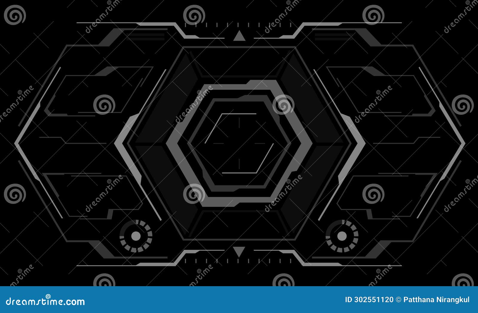 HUD Sci-fi Hexagon Interface Screen View White Hexagon Geometric Design ...