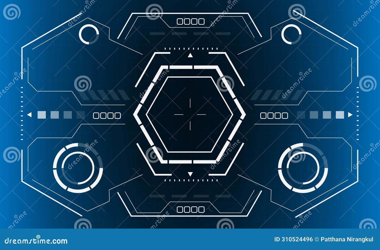HUD Sci-fi Hexagon Interface Screen View White Hexagon Geometric Design ...