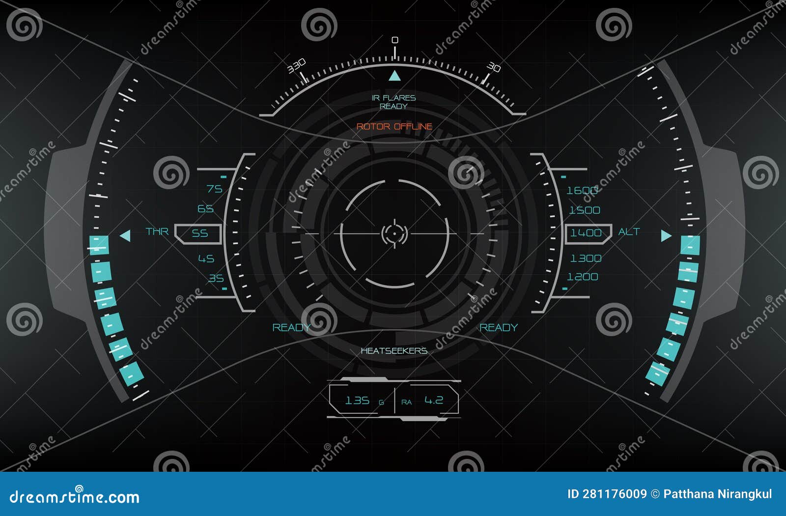 HUD Sci-fi Interface Screen Blue Grey View Design Virtual Reality ...