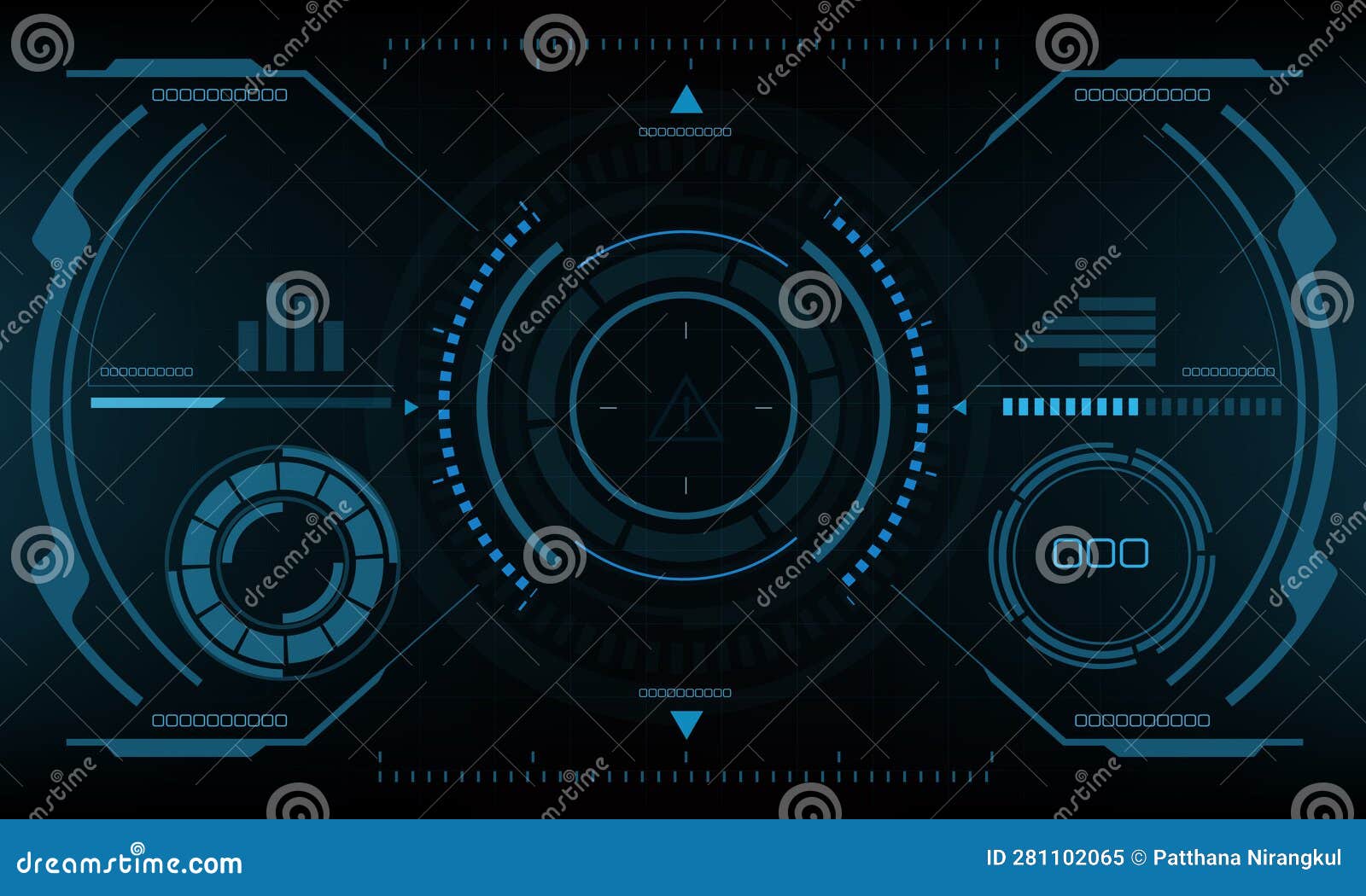 HUD Sci-fi Interface Screen Blue View Design Virtual Reality Futuristic Technology Display ...