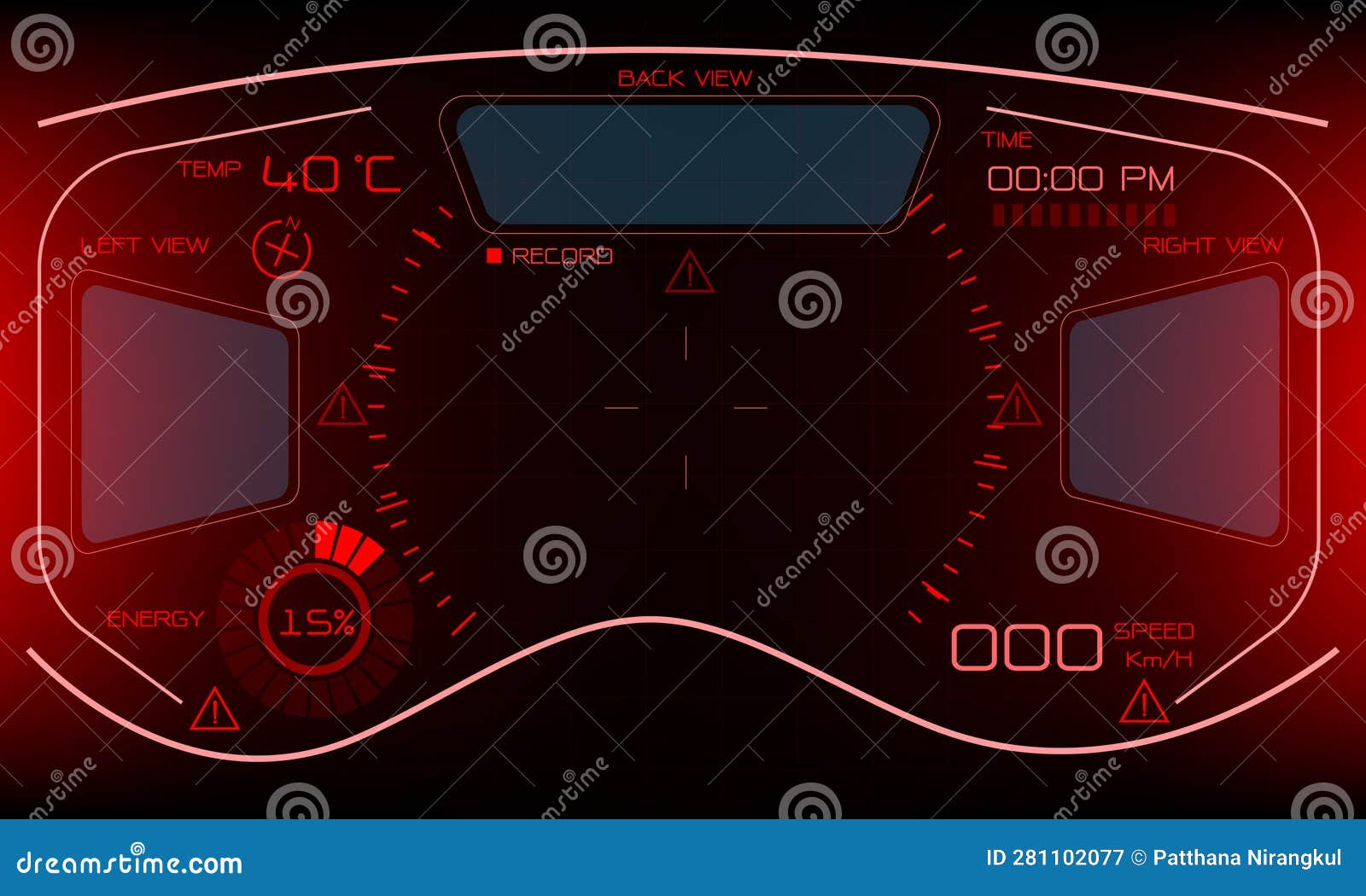 HUD Sci-fi Interface Screen Danger Warning View Design Virtual Reality ...